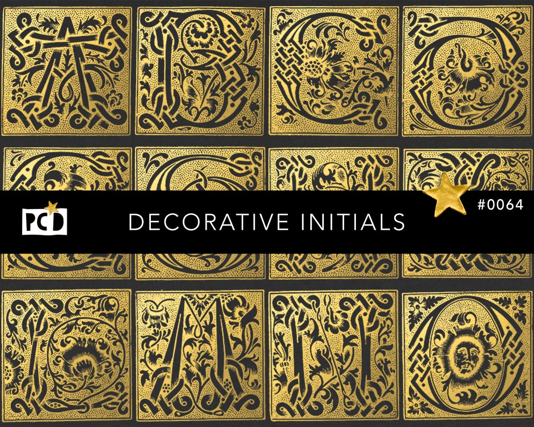 Medieval Knotwork Initials PNG | Gold Illuminated Clipart Pack ...