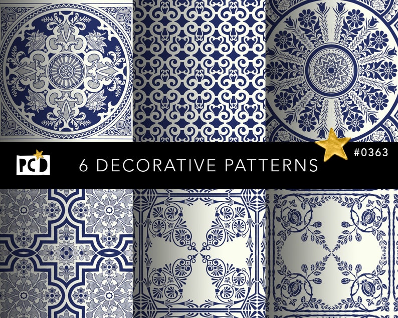 Vintage Bookbinding End Paper Patterns | Old Ornamental Pattern ...