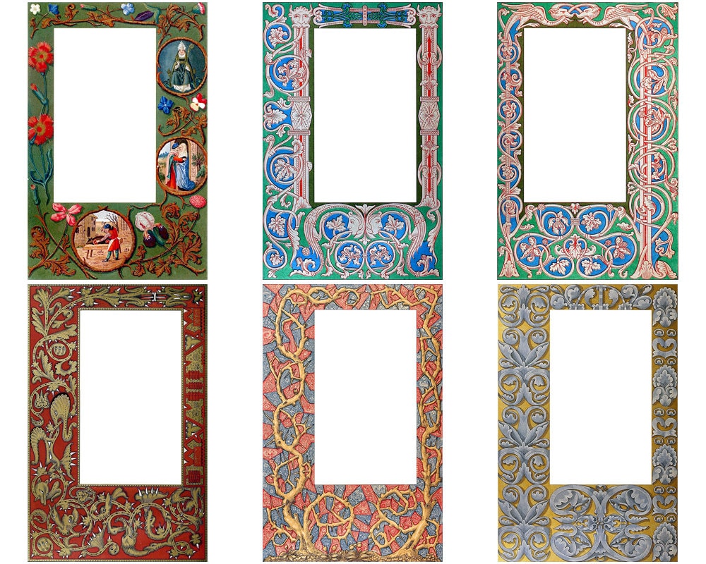 Illuminated Manuscript Border | Medieval Decorative Frame | Vintage ...