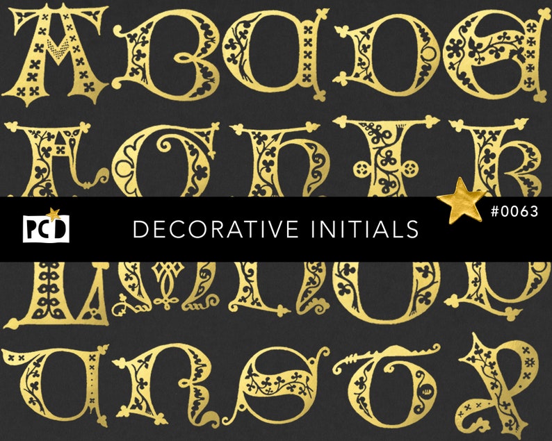 Old Medieval Illuminated Initials | Medieval Alphabet | Decorative Font ...