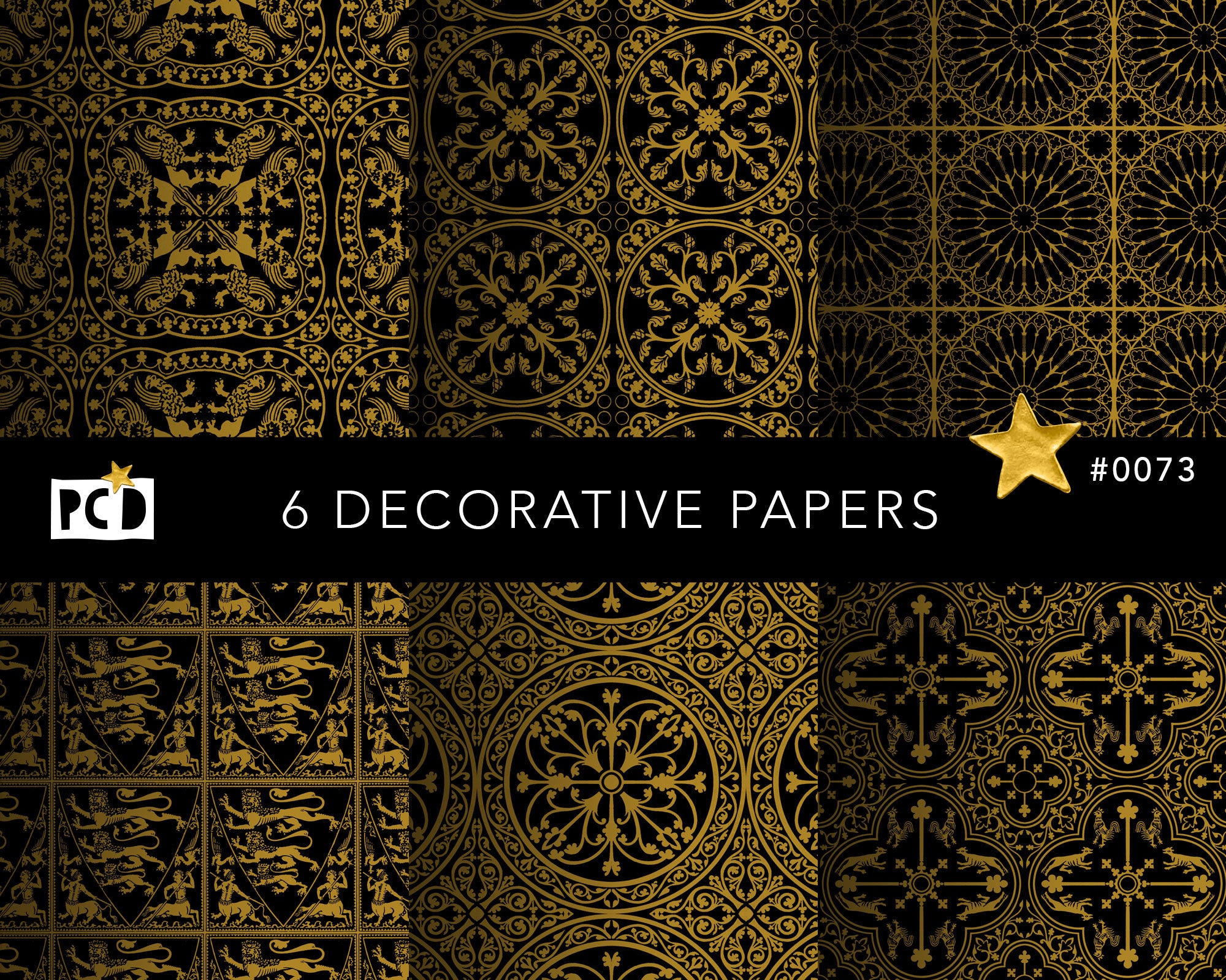 Vintage Scrapbook Printable Paper | Old Medieval Endpaper Pattern ...