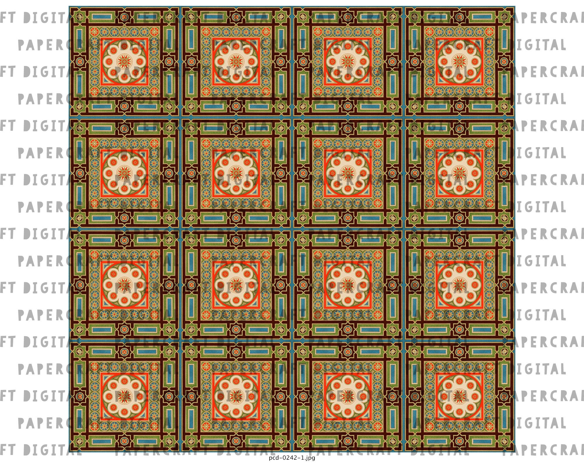 Vintage Scrapbook Printable Paper | Old Medieval Endpaper Pattern ...