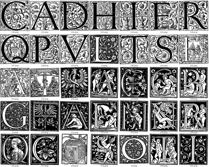 Decorative Antique Capital Letters Ornamental Vintage Lettering ...