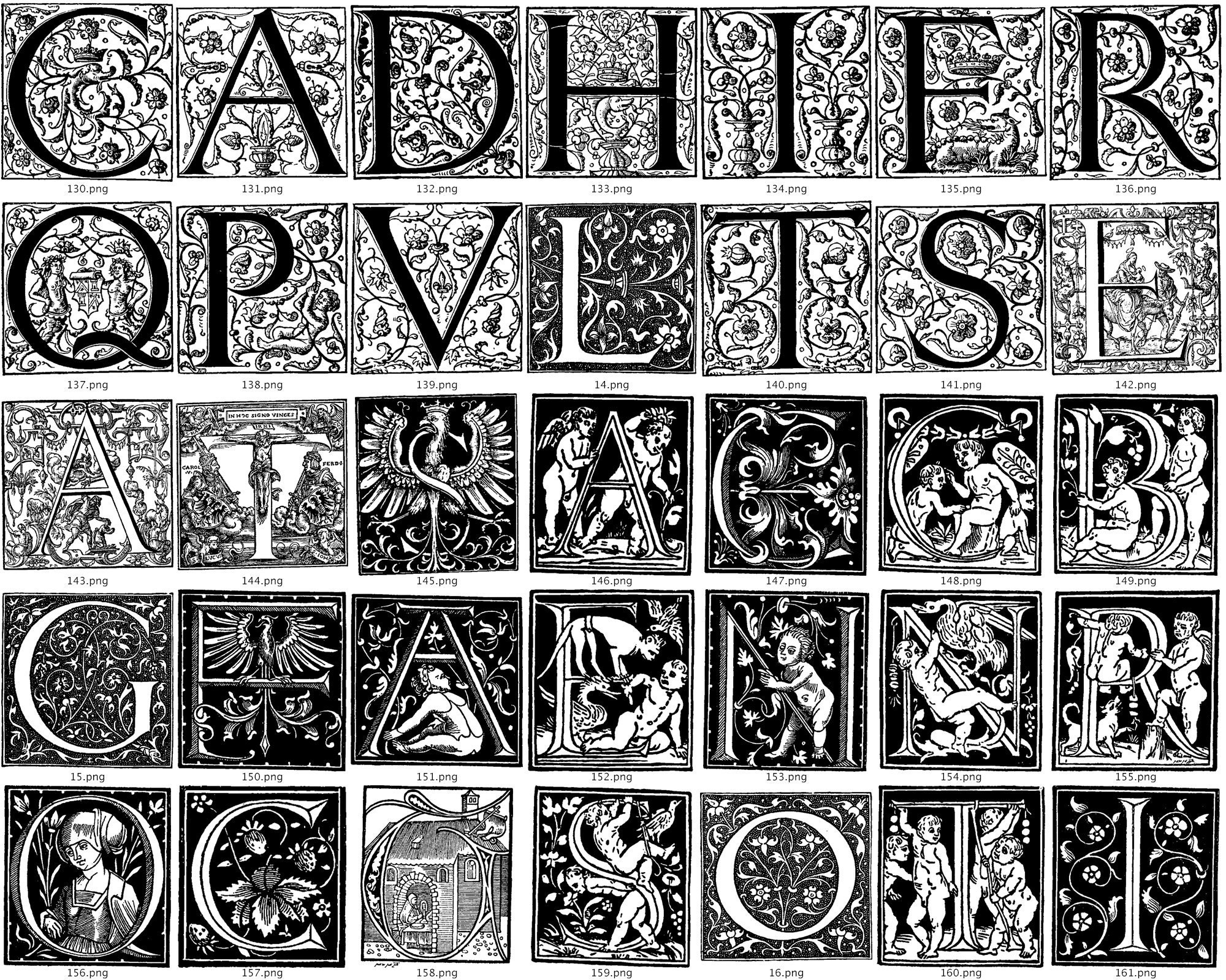 Decorative Antique Capital Letters Ornamental Vintage Lettering ...