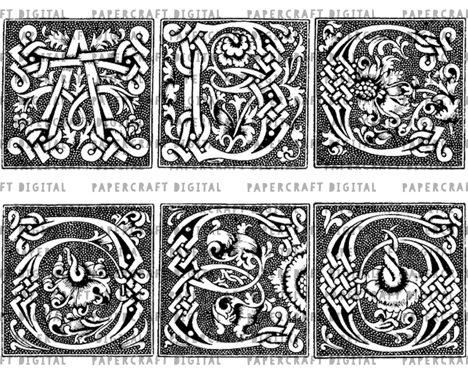 Old Medieval Illuminated Initials | Medieval Alphabet | Decorative Font ...