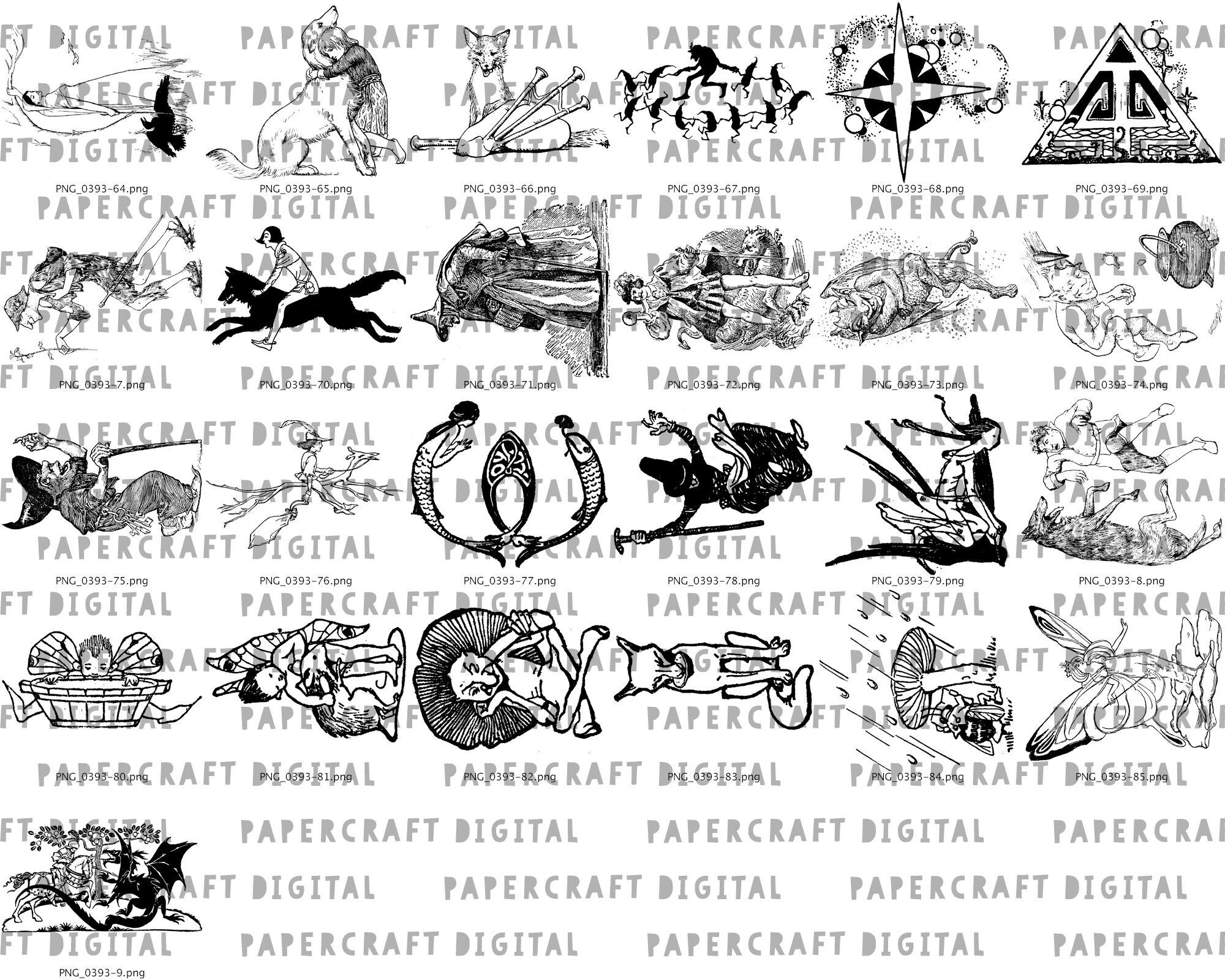 Old Fairy Tale Clip Art Set Transparent PNG Pack - Etsy