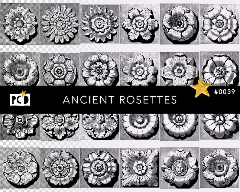 Old Ancient Roman Rosettes | Decorative Motif | Digital Transparent PNG ...