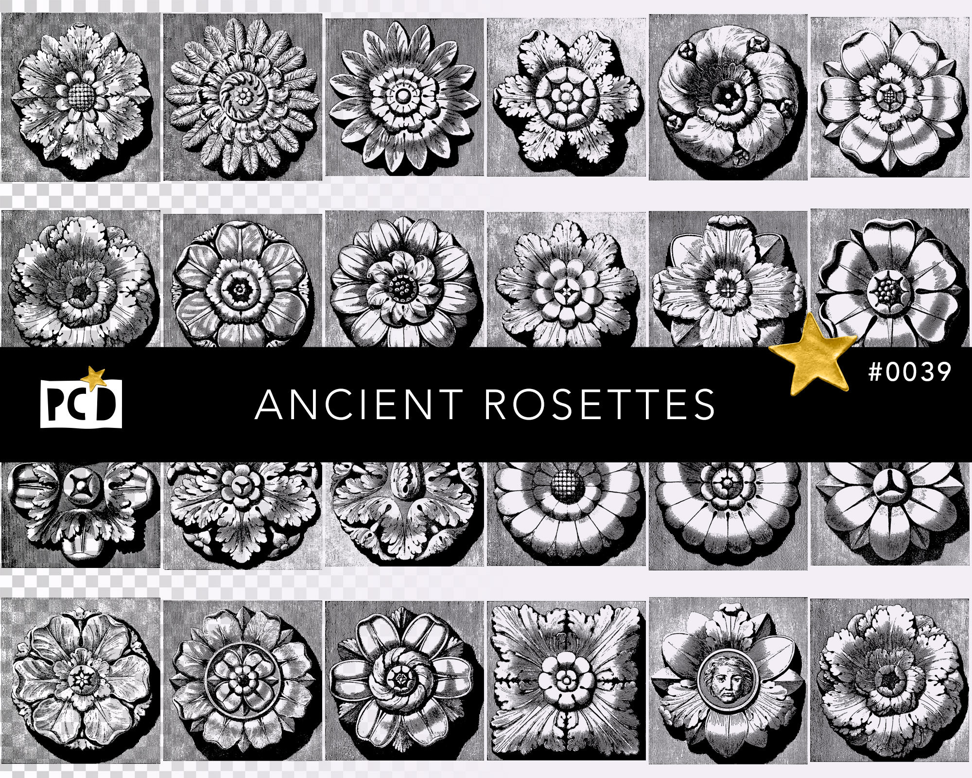 Old Ancient Roman Rosettes | Decorative Motif | Digital Transparent PNG ...