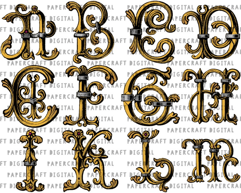 Old Medieval Illuminated Initials Medieval Alphabet - Etsy
