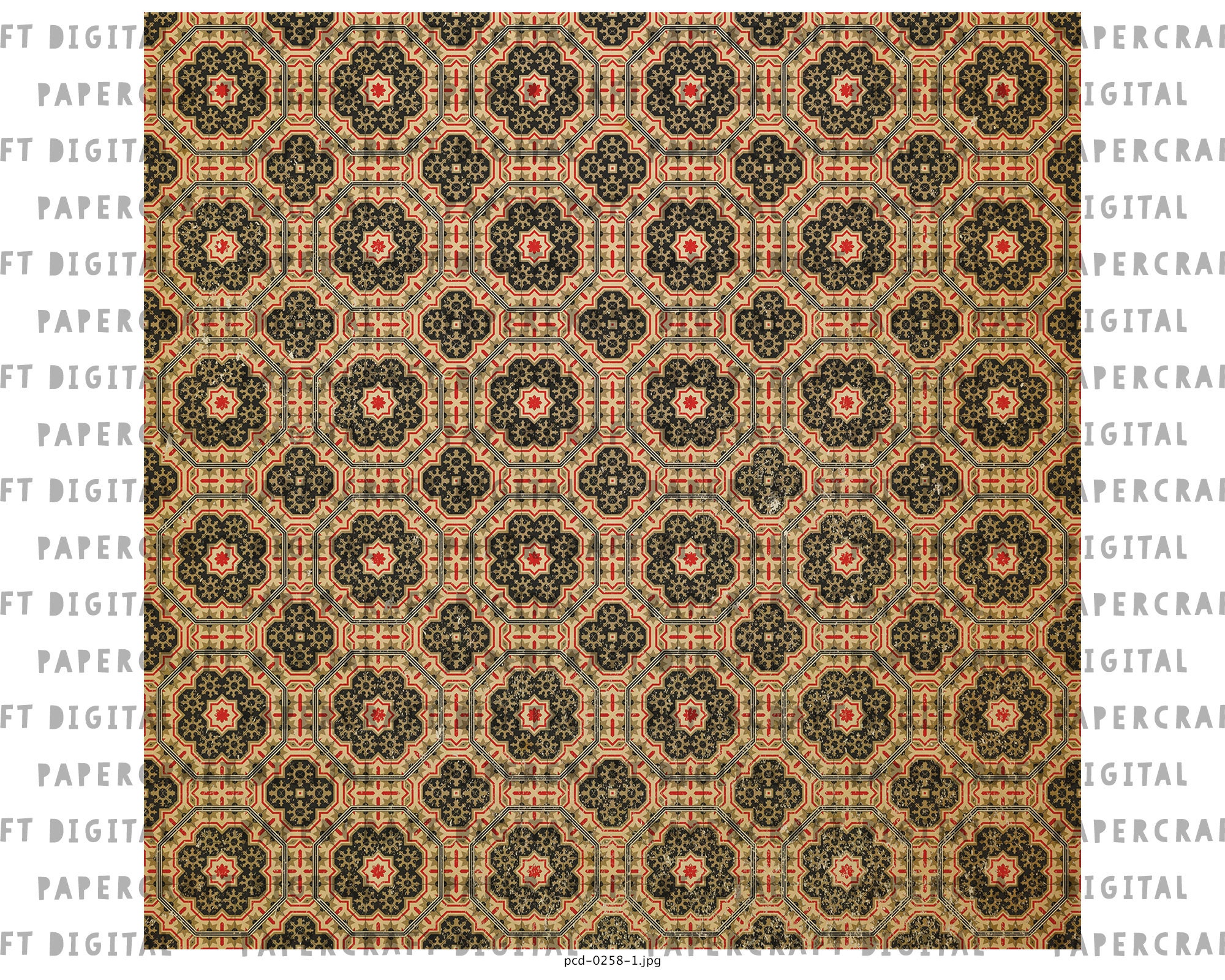 Vintage Scrapbook Printable Paper Old Geometric Pattern Seamless ...