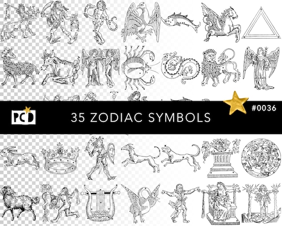 Vintage zodiac Motifs Old astrological Signs digital - Etsy Canada