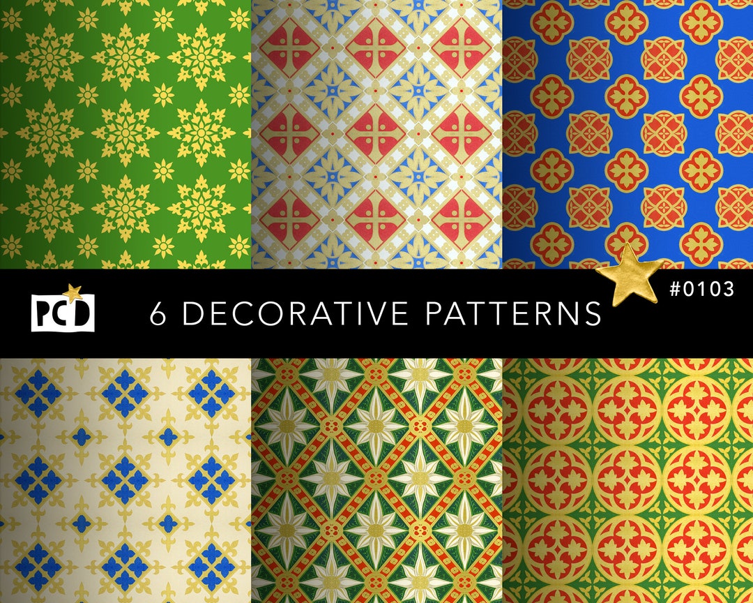 Vintage Scrapbook Printable Paper Old Medieval Endpaper Pattern Middle ...