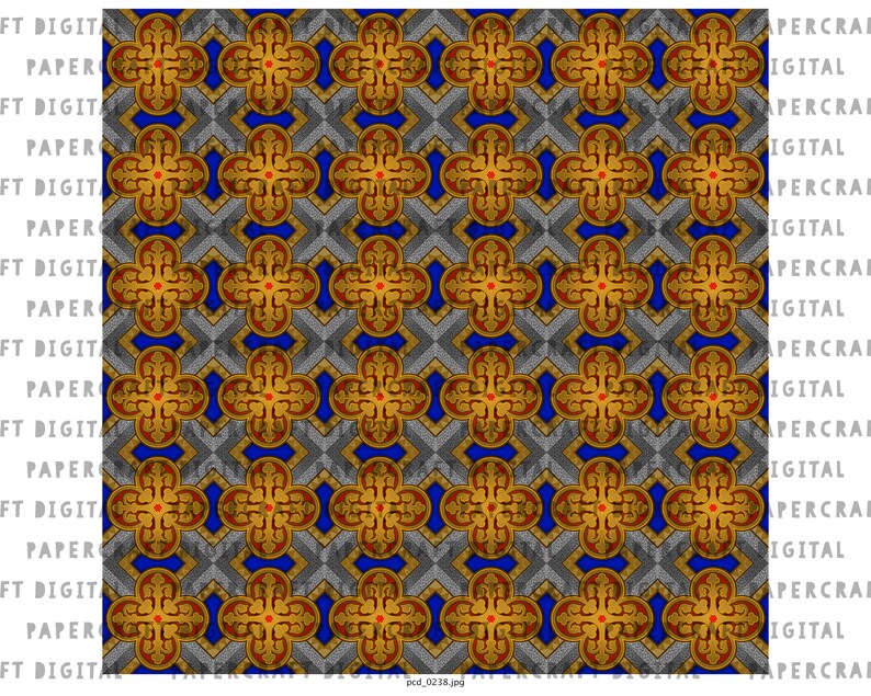 Vintage Scrapbook Printable Paper Old Medieval Endpaper Pattern ...