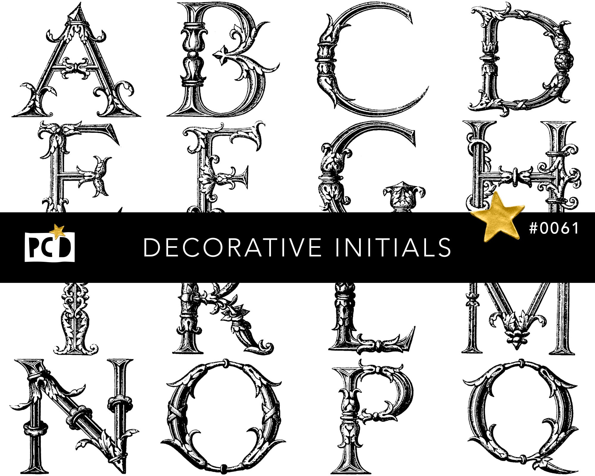 Old Medieval Illuminated Initials Medieval Alphabet Decorative Font ...