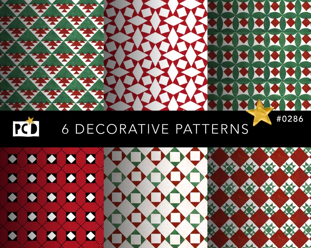 Christmas Digital Paper Pack | Seamless Red Green Quilt Patterns ...