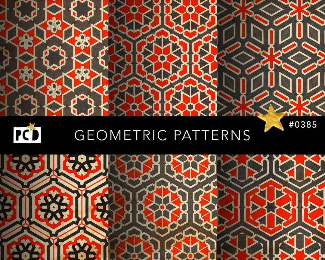 Vintage Geometric Printable Paper | Old Antique Hexagon Pattern ...