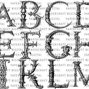 Old Medieval Illuminated Initials Medieval Alphabet | Etsy