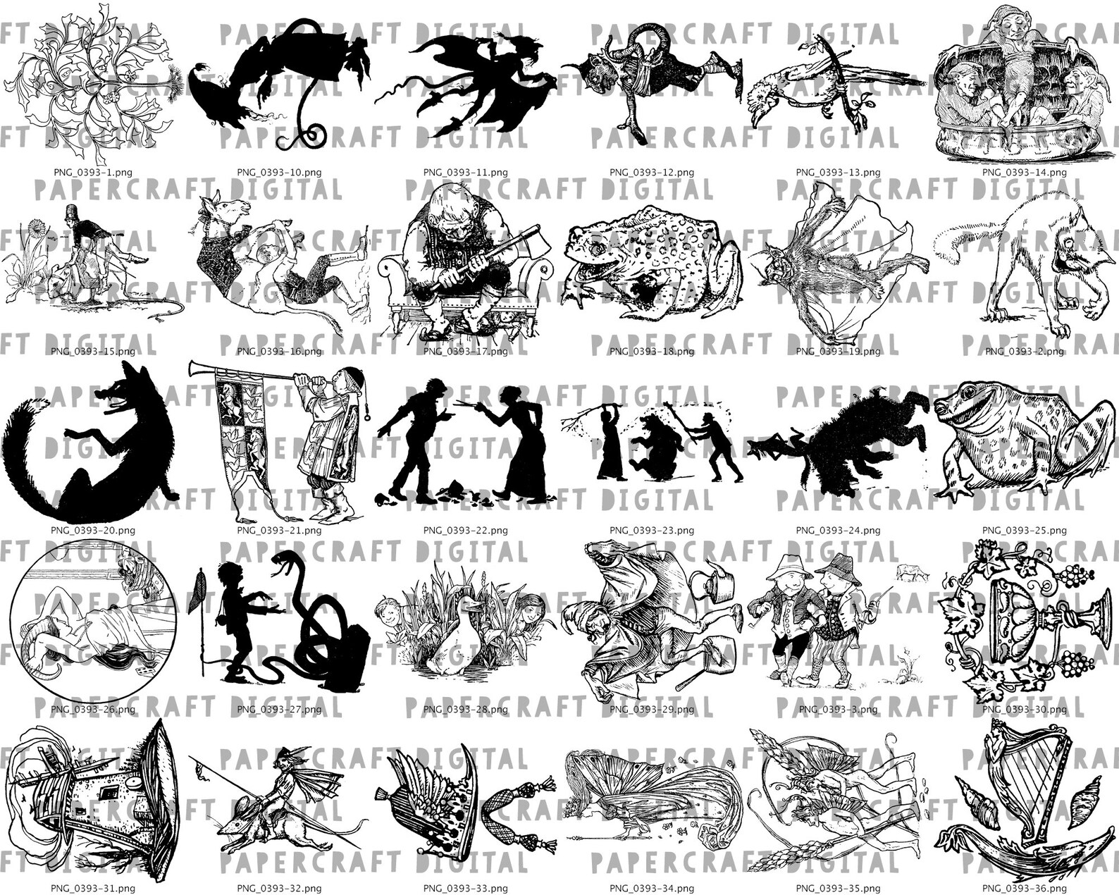 Old Fairy Tale Clip Art Set | Transparent PNG Pack - Etsy