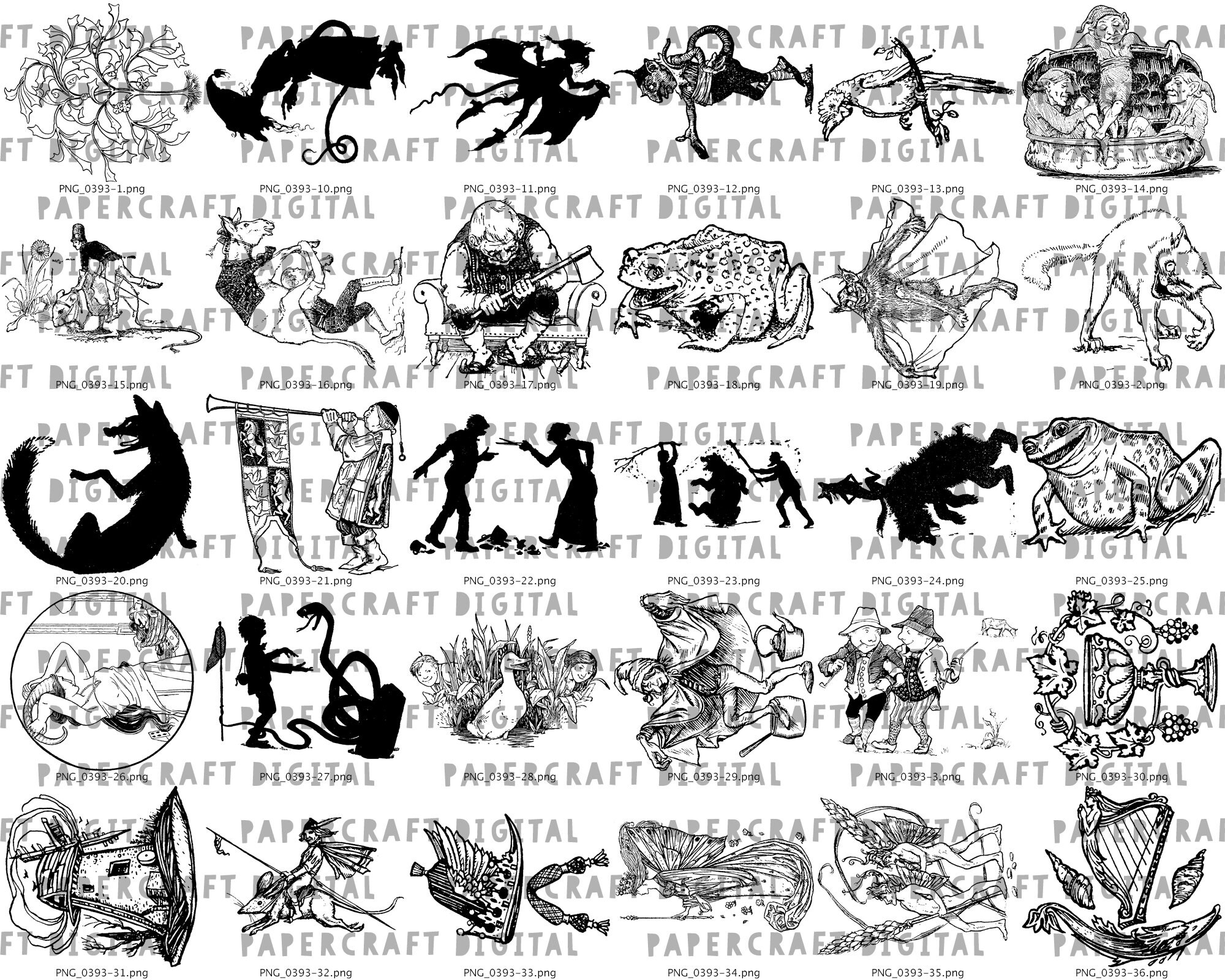 Old Fairy Tale Clip Art Set | Transparent PNG Pack - Etsy