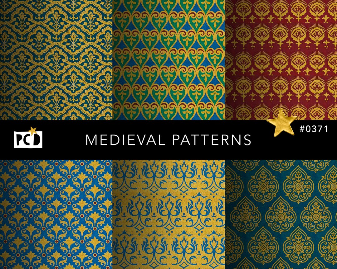 Medieval Printable Paper Patterns | Old Middle Ages Seamless Decorative ...