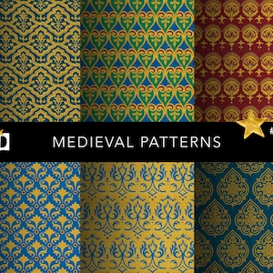 Medieval Printable Paper Patterns | Old Middle Ages Seamless Decorative ...