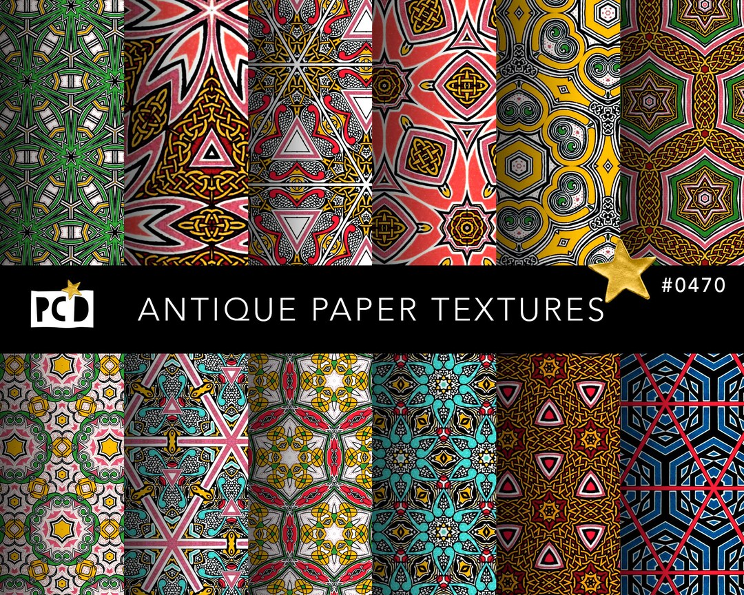 12 Antique Geometric Patterns | High Res Kaleidoscopic Digital Paper ...