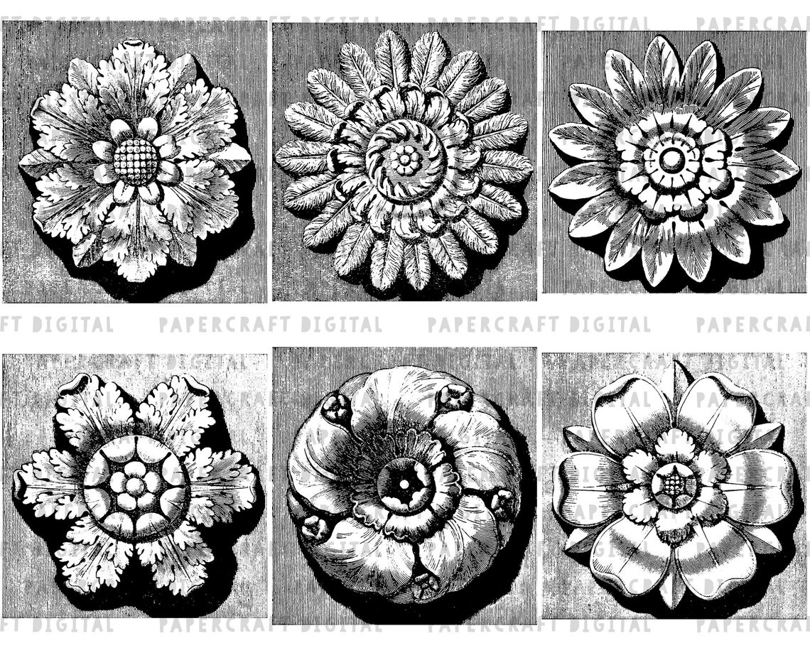 Old Ancient Roman Rosettes Decorative Motif Digital - Etsy