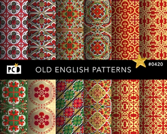 Old English Patterns Antique Printable Digital Christmas | Etsy