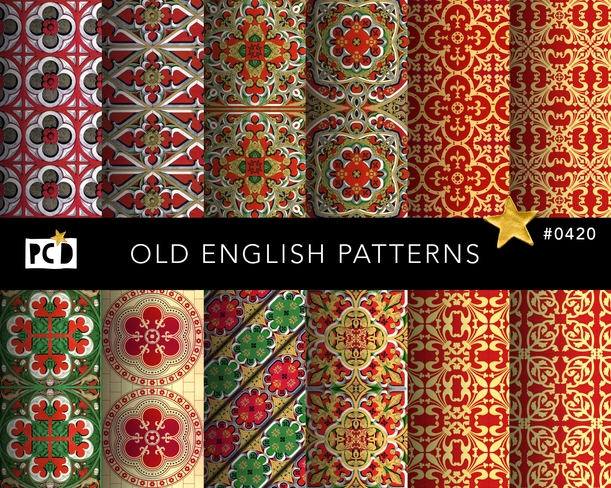 Old English Patterns | Antique Printable Digital Christmas Paper Pack ...