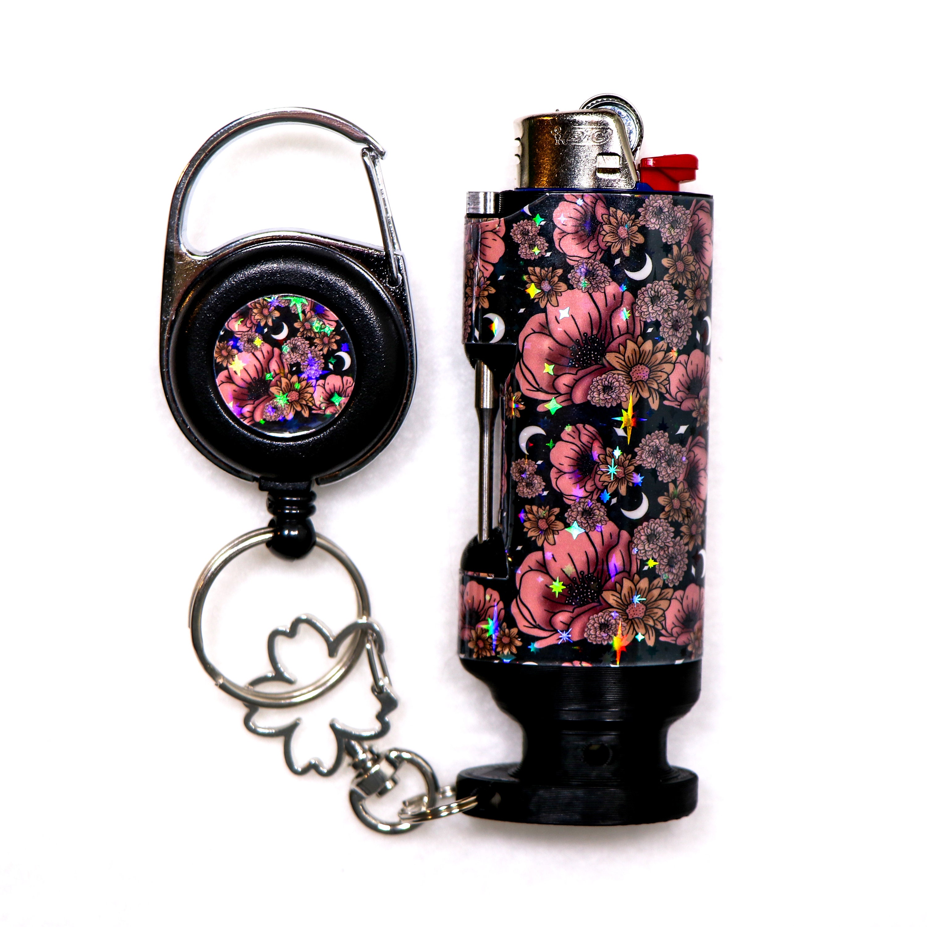 Boho Floral Holographic Retractable Key Ring Retractable - Etsy