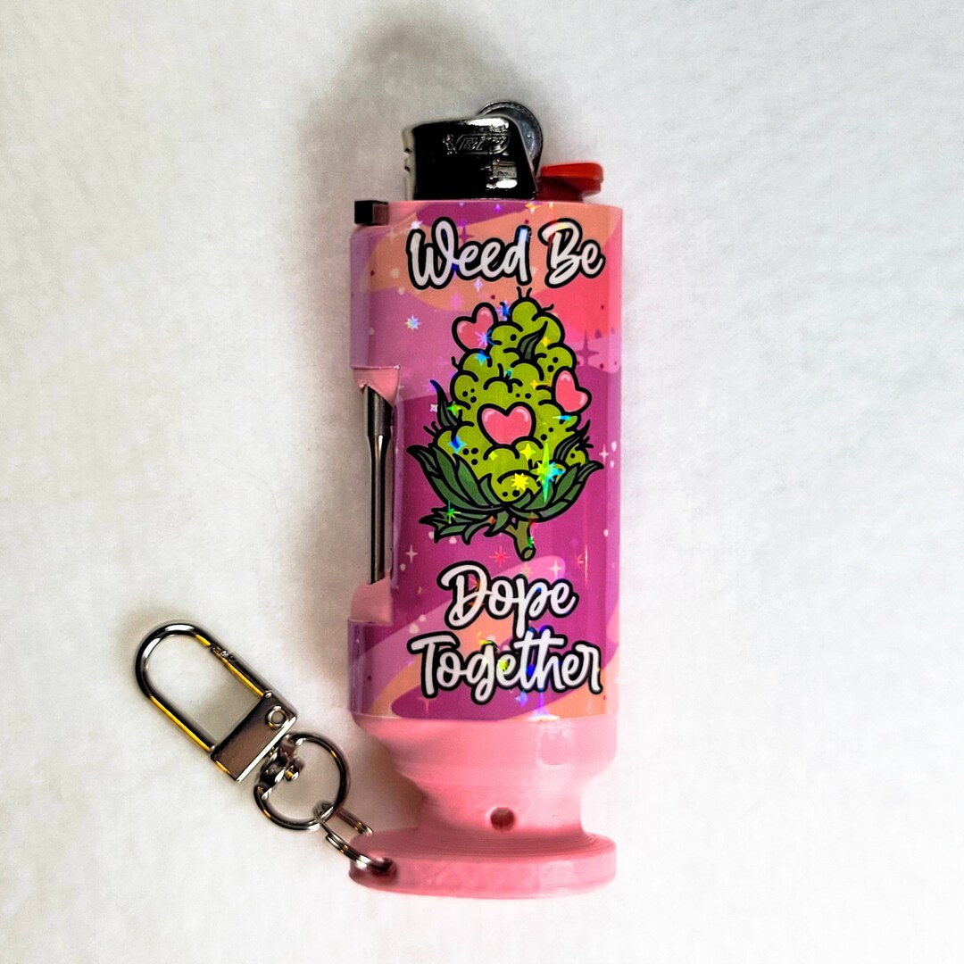Weed Be Dope Together Holographic Bee Blazin' Lighter Sleeve Hemp Wick ...