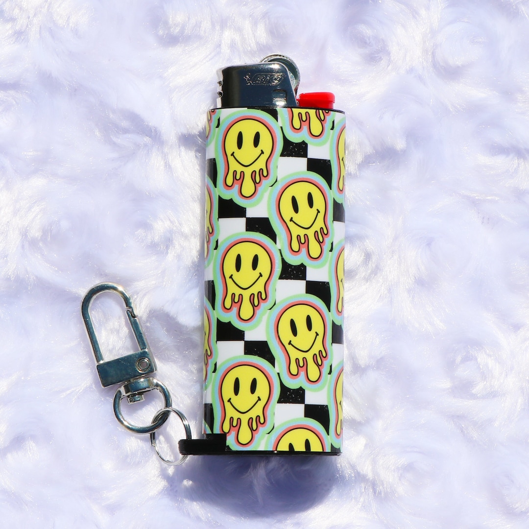 Drippy Smiley Face Keychain Lighter Sleeve Trippy Lighter Case Lighter ...
