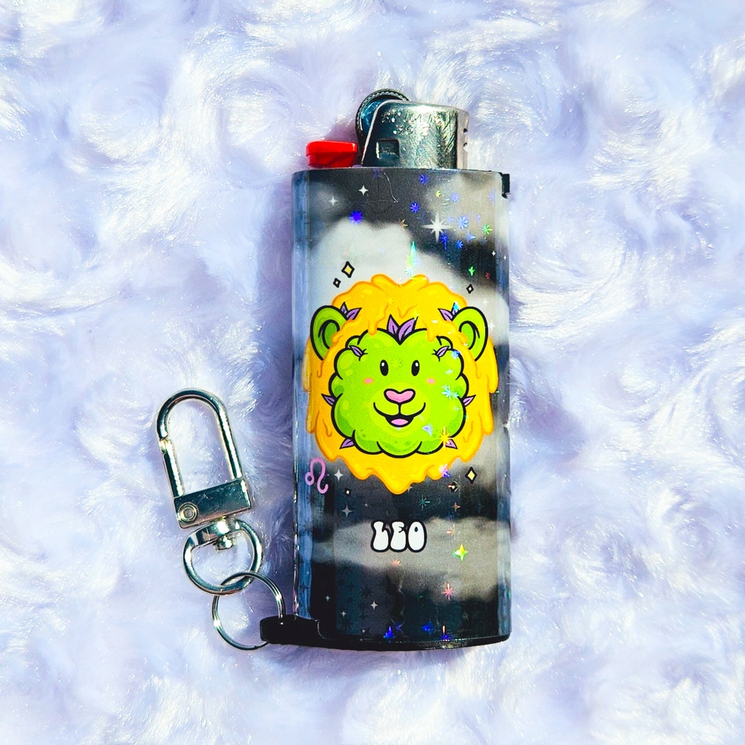 Leo Holographic Keychain Poker Lighter Sleeve Collaboration W/ Lilxbun ...
