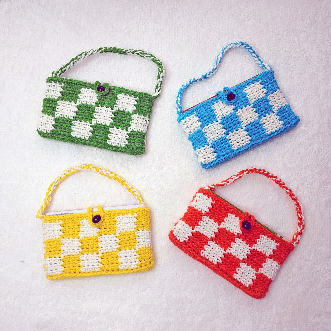 Checkerboard Card Wallet Crochet Pattern, PDF, Card Holder, Business ...