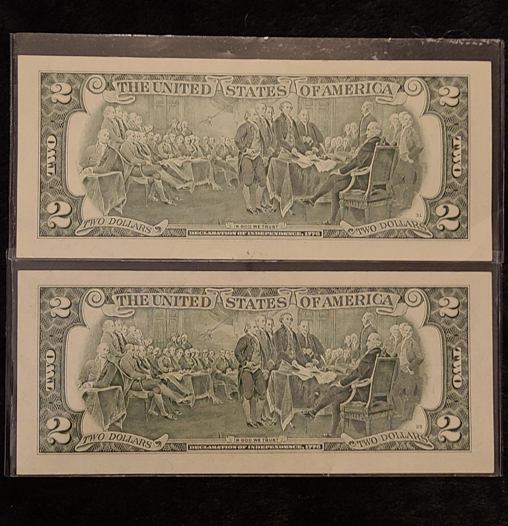 2003 A 2 Dollar Bill Rare Consecutive Bills Ladder Run Fancy Serial ...