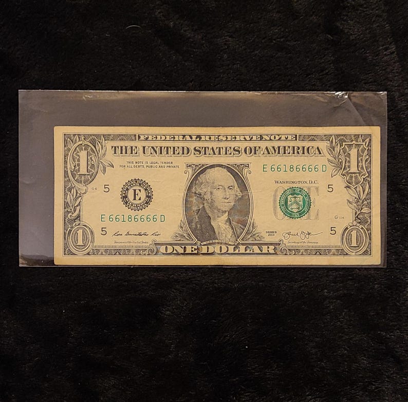 2013 One Dollar Bill Rare Six of Kind Serial Number With Bookends ...