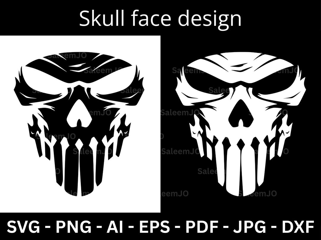 Skull Face SVG: Gothic Horror Clipart for Cricut & Silhouette ...