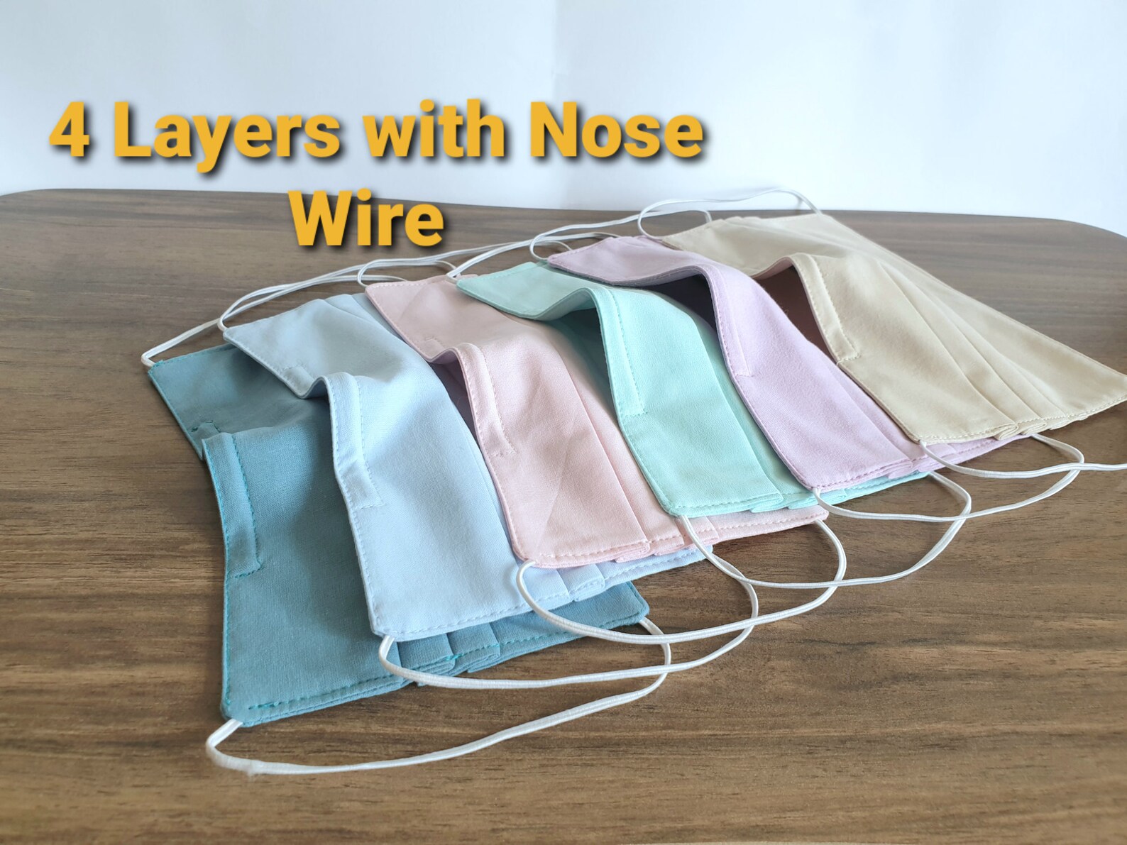 Pleated Face Mask Nose Wire 4 Layers Cloth Face Mask Face - Etsy