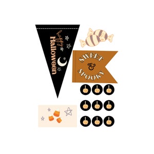 Halloween Printable Bundle Treat Bag Gift Tags Pink - Etsy