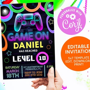 Video Game Birthday Invitation, Gaming Invitation Cards, Gamer Party ...