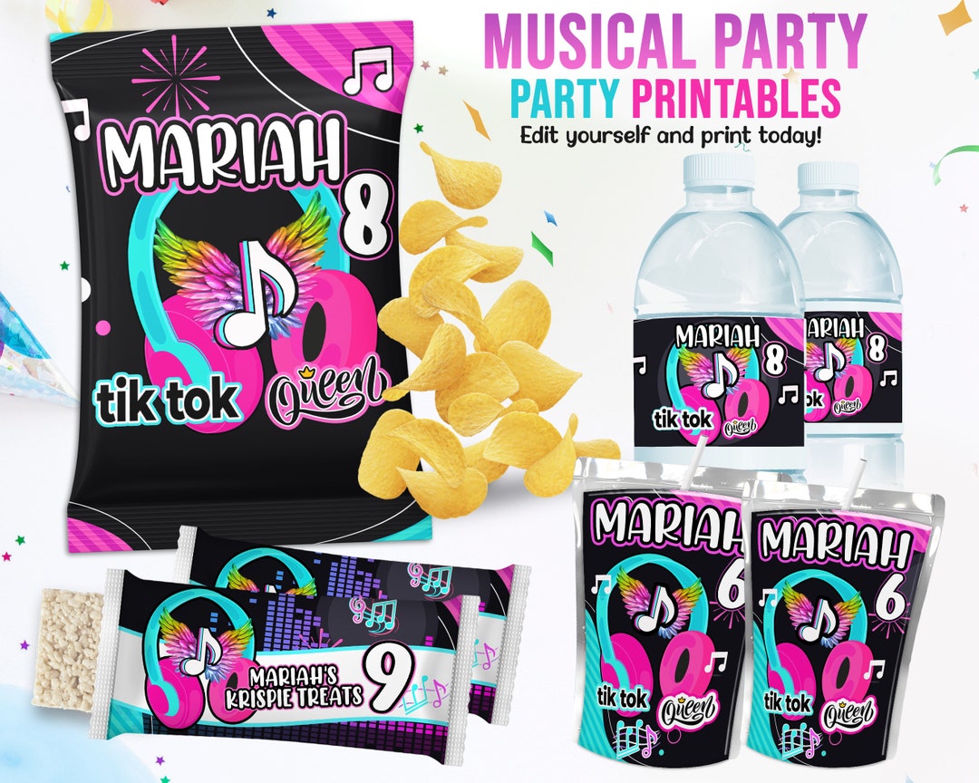 EDITABLE Musical Birthday Kit, Musical Party Printables Set, Girl Fun ...