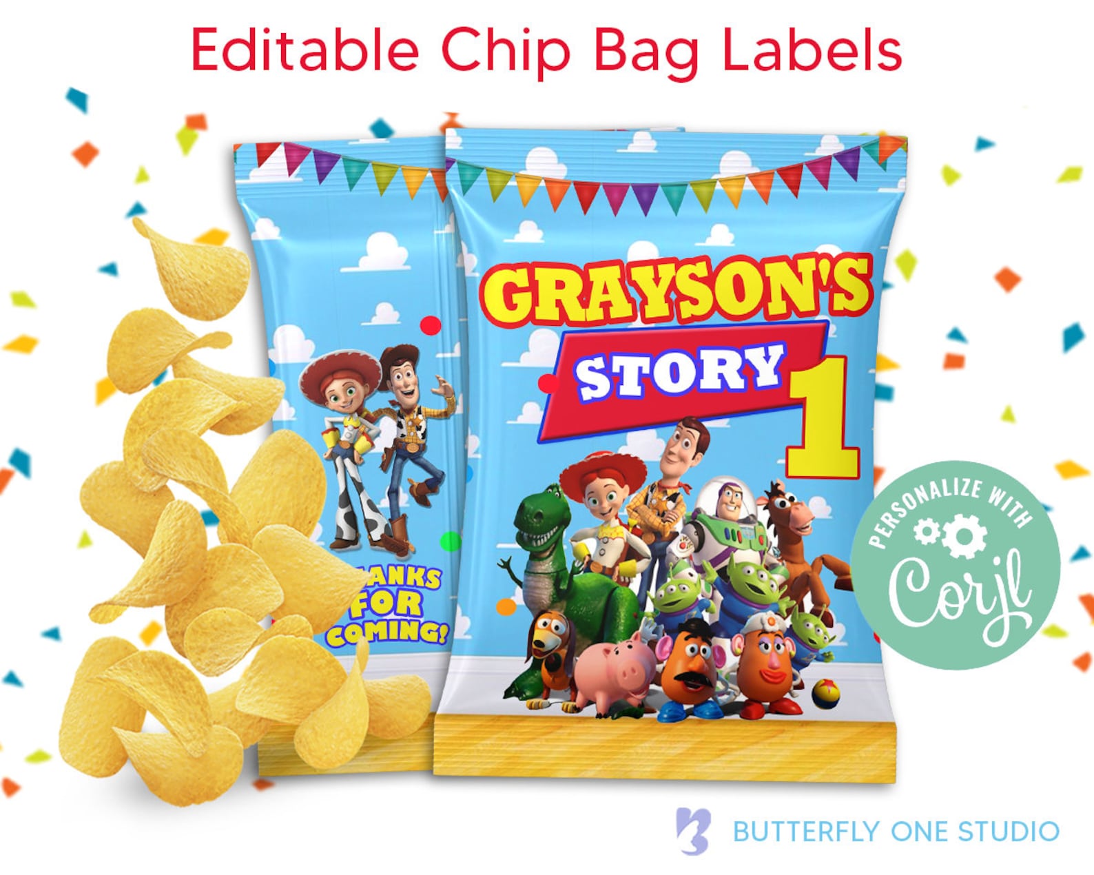 Toy Story Movie Pixar Chip Bags Toy Story Woody Buzz Party Decorations ...
