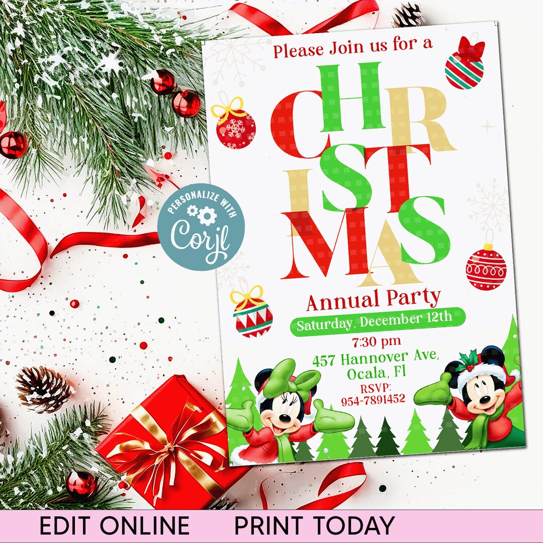 Editable Christmas Party Invitation, Christmas Party Invitation ...