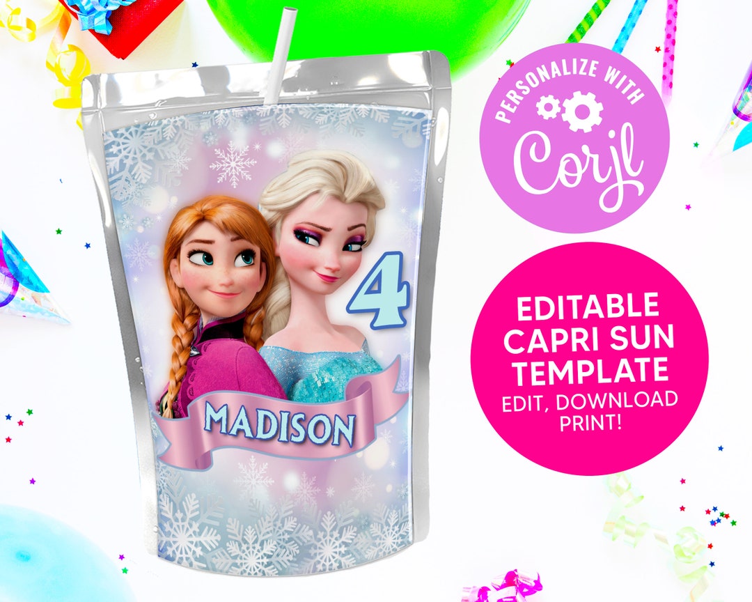 Editable Frozen Capri Sun, Frozen Elsa Anna Capri Sun Labels, Frozen ...