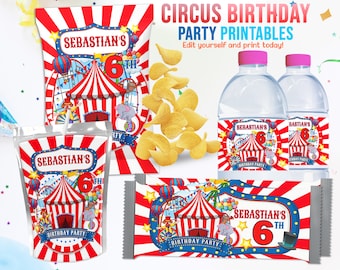 EDITABLE Kids Birthday Party Template, Minnie Mouse Birthday Theme Kit ...