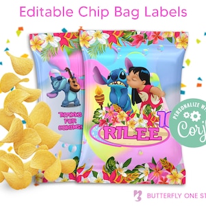 EDITABLE Lilo and Stitch Party Favors, Lilo & Stitch Party Kit, Lilo ...