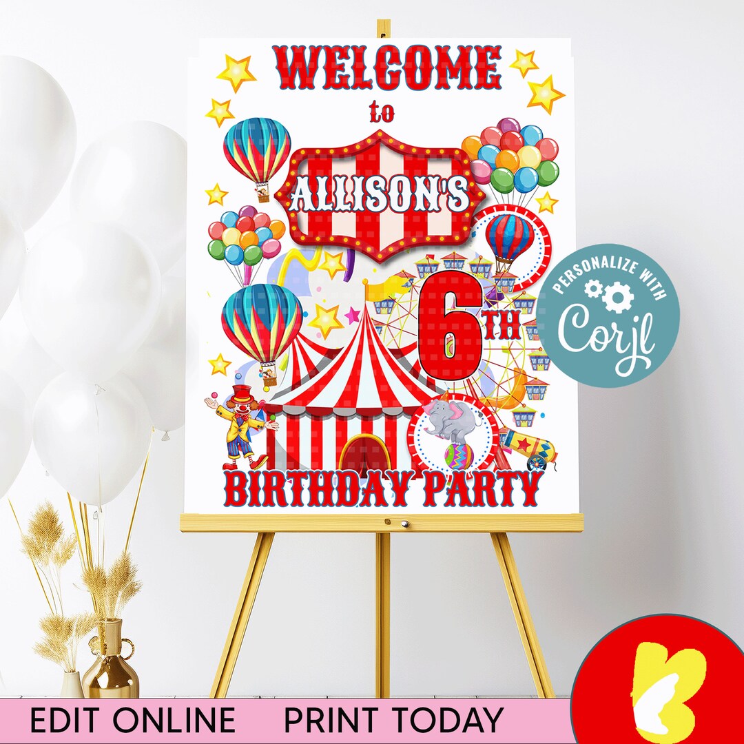 Editable Welcome Sign Circus , Carnival Welcome Sign Party Decor ...