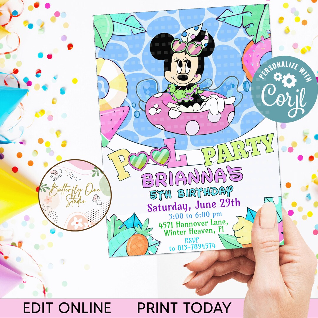 Editable Pool Party Girl Invitation, Pool Party Invitation, Pool Party ...