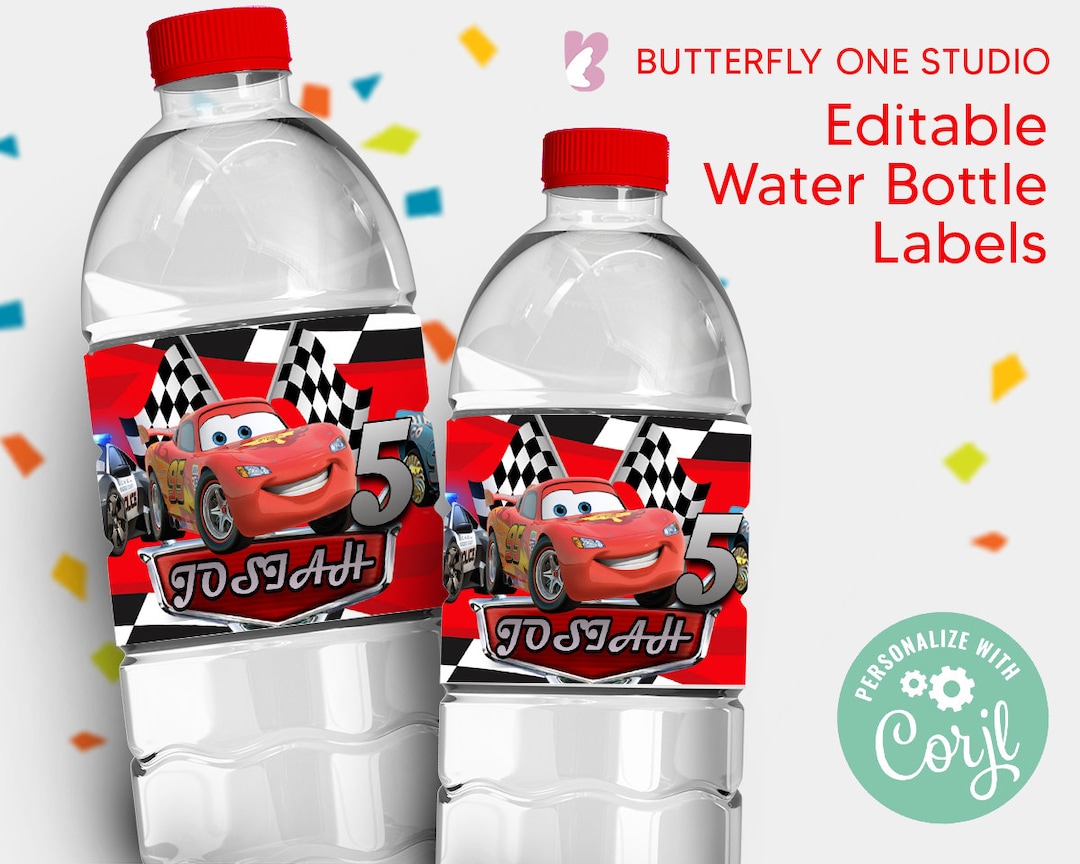 Cars Movie Pixar Water Labels Cars Lightning Party Decorations Birthday ...
