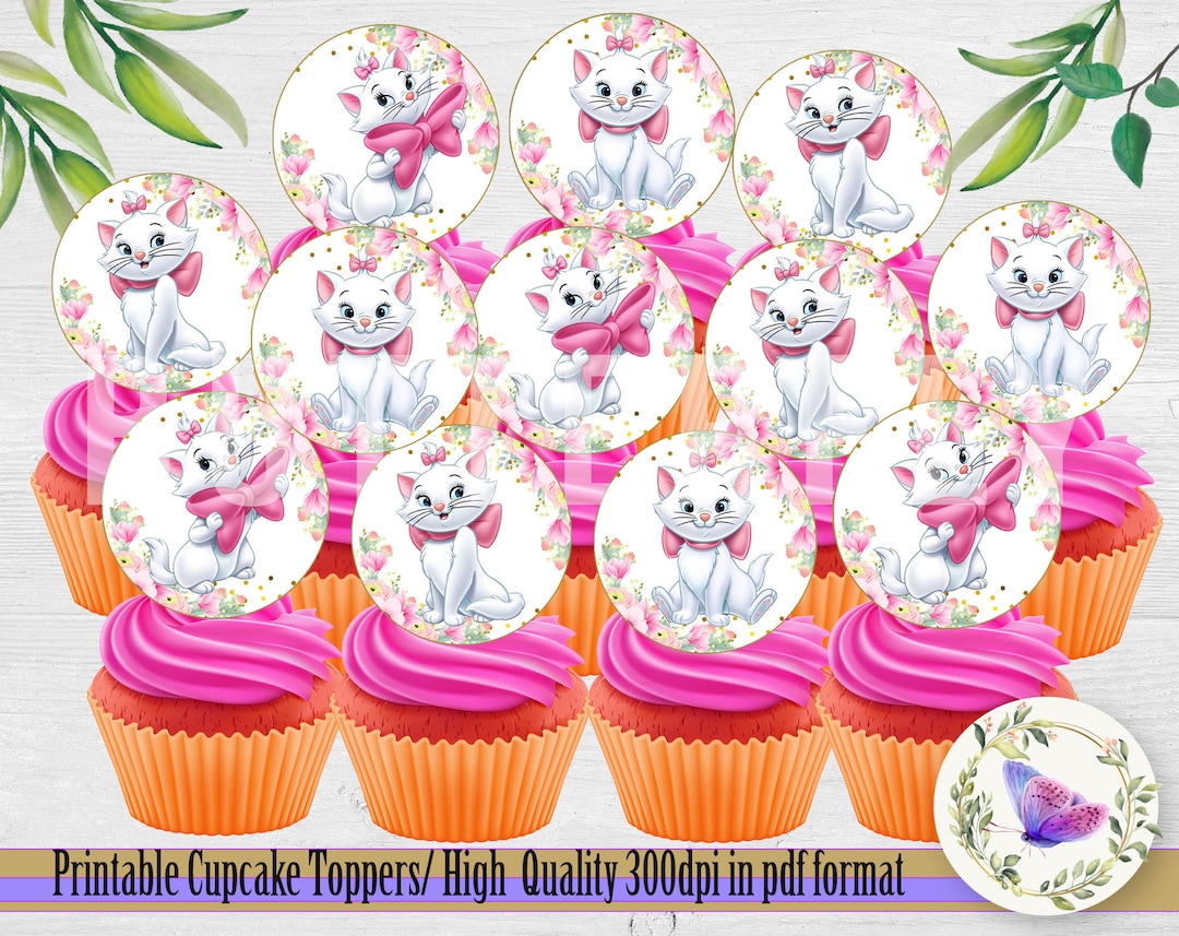 Printable Marie And Aristocats Cupcake Topper Marie Aristocats Etsy